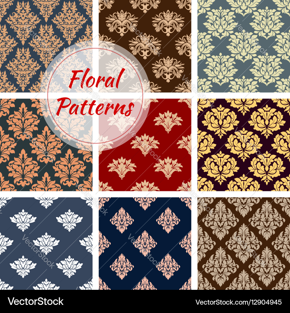 Floral Damask Patterns Royalty Free Vector Image