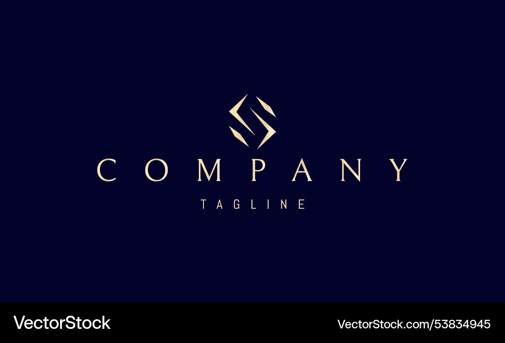 Golden logo with an abstract image Royalty Free Vector Image