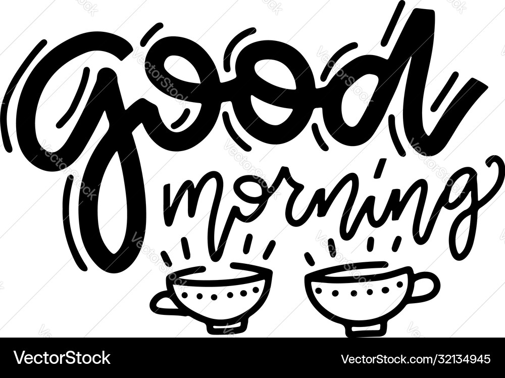 Good morning linear calligraphy lettering quote Vector Image