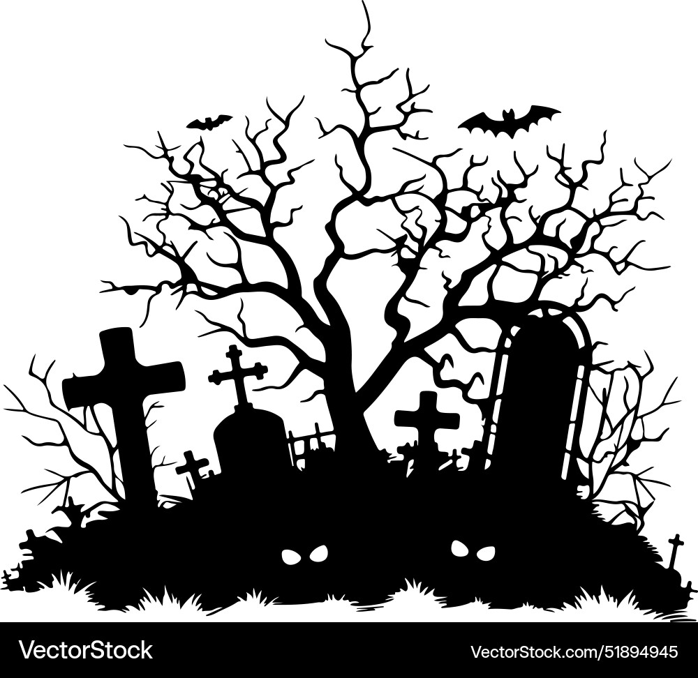 Graveyard 64 traced Royalty Free Vector Image - VectorStock