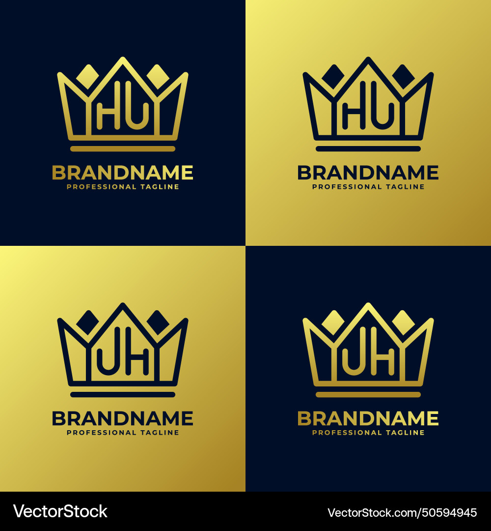 Letters hu and uh home king logo set suitable Vector Image