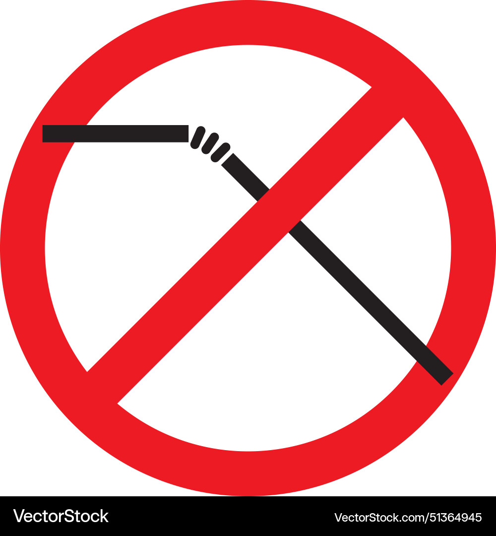 No plastic straws sign on white background Vector Image