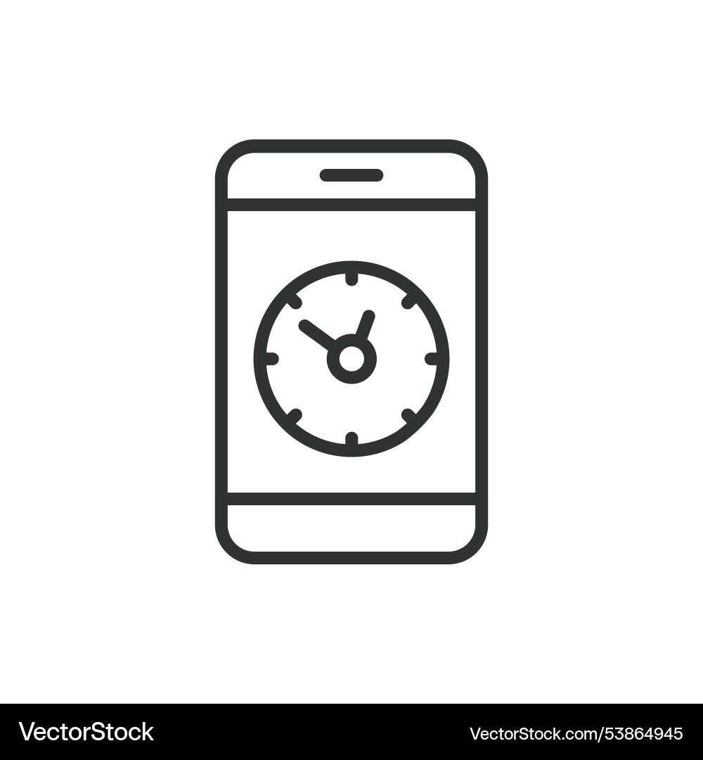 Phone time in line design smartphone Royalty Free Vector
