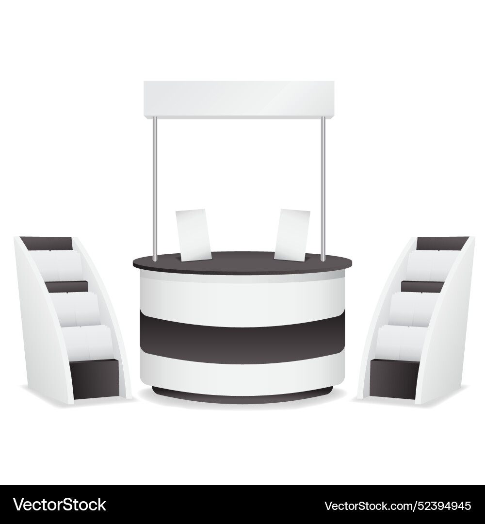 Realistic promotion counter table with newspaper Vector Image