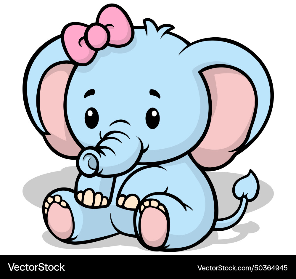 Sitting blue baby elephant Royalty Free Vector Image