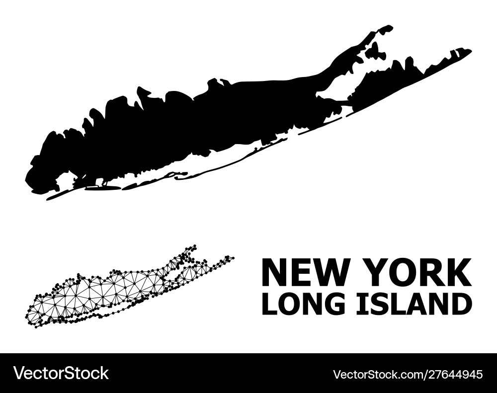 Solid and wire frame map long island Royalty Free Vector