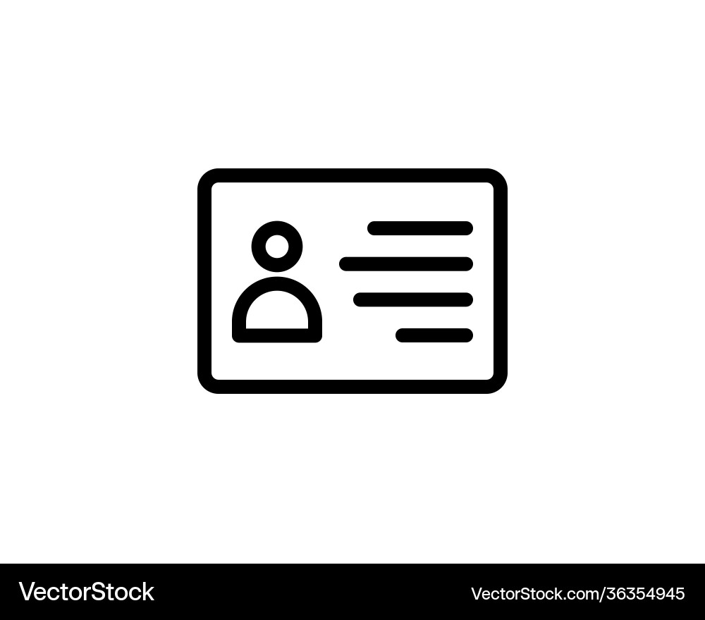 Thin Outline ID Card Icon Royalty Free Vector Image