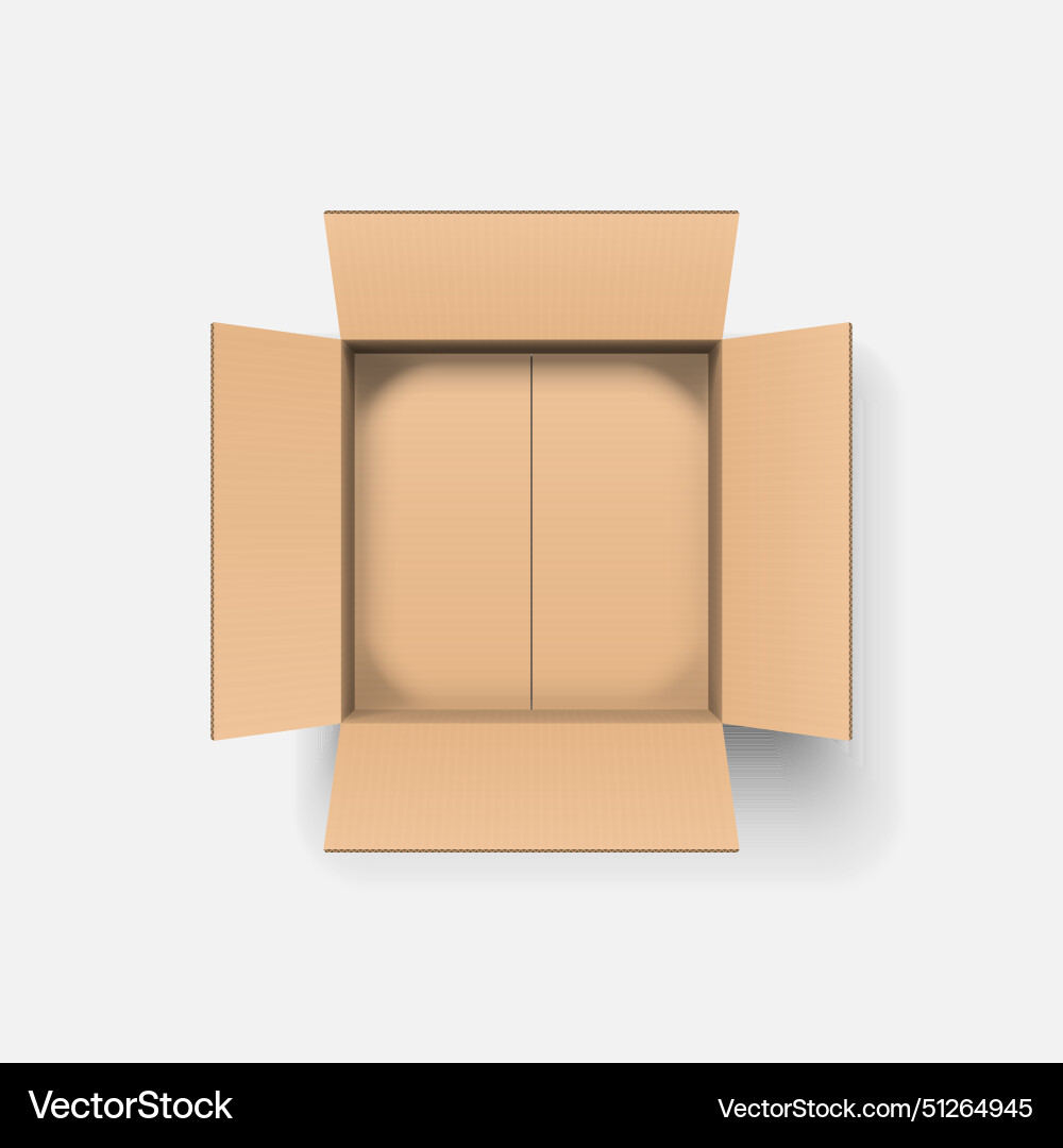 Draufsicht offene Karton Mockup isoliert Vektorbild