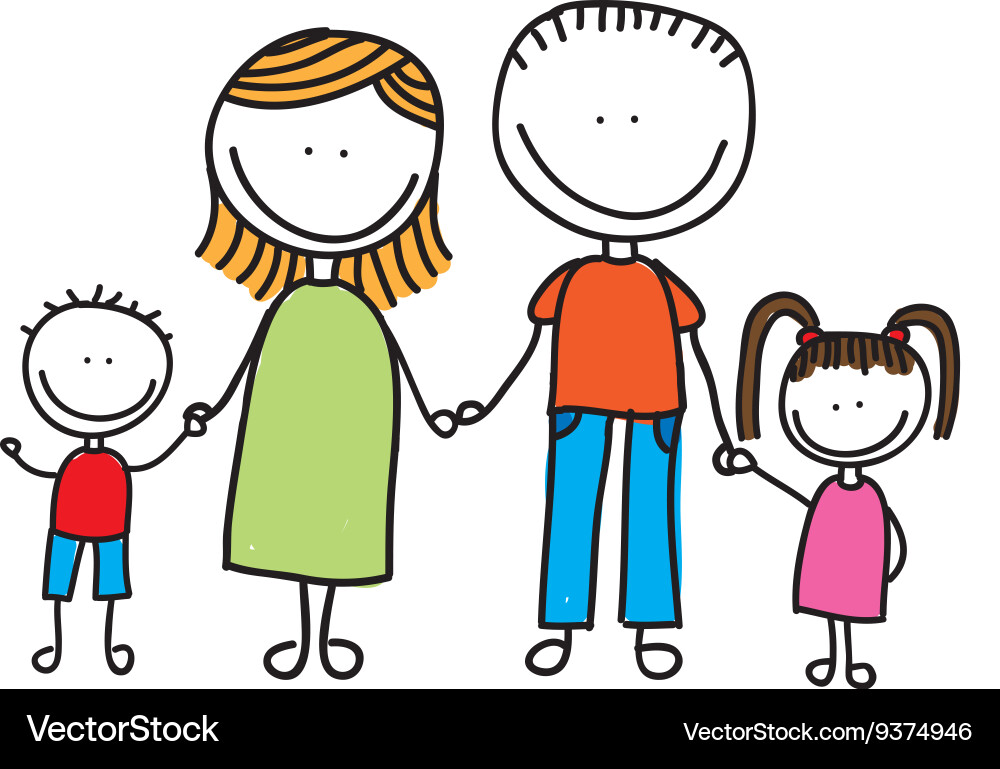Cheerful Family Cartoon Royalty Free Vector Image