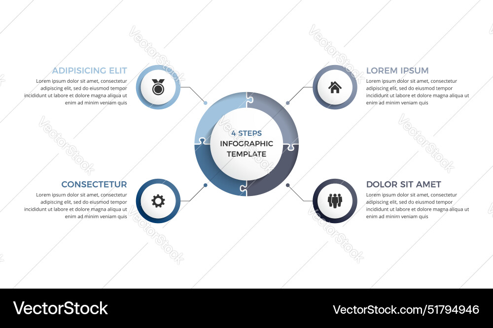 Circle diagram template - four elements Royalty Free Vector