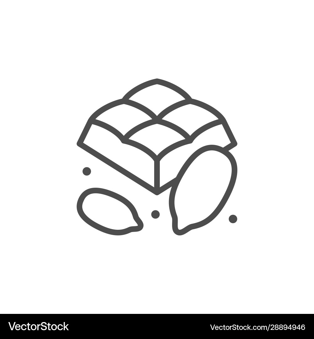 Cocoa chocolate piece line outline icon Royalty Free Vector