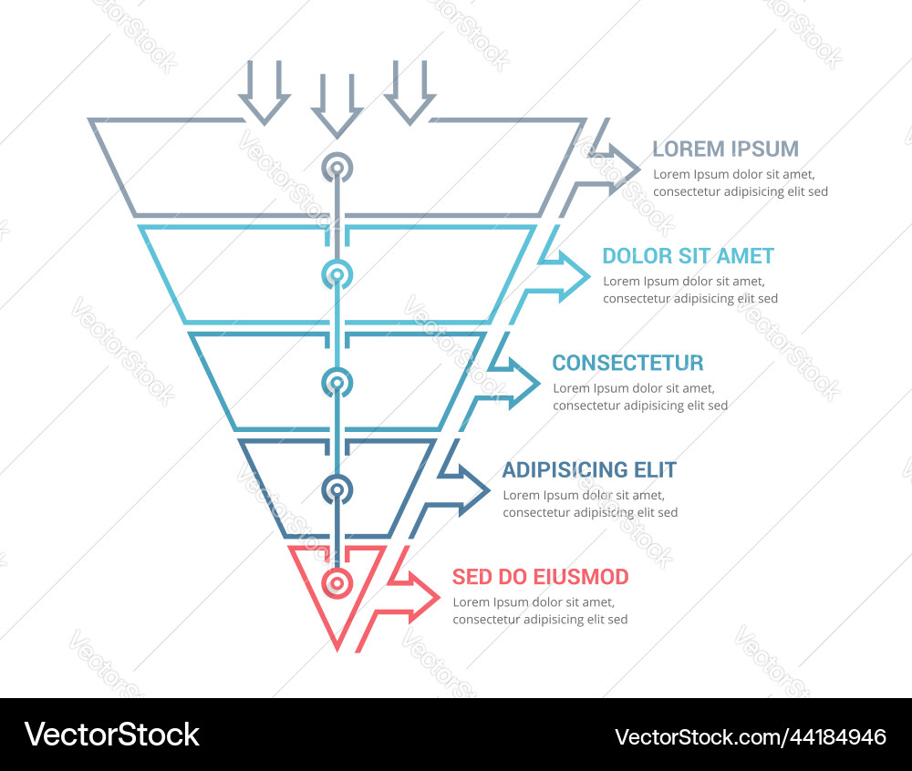 Funnel diagram template Royalty Free Vector Image