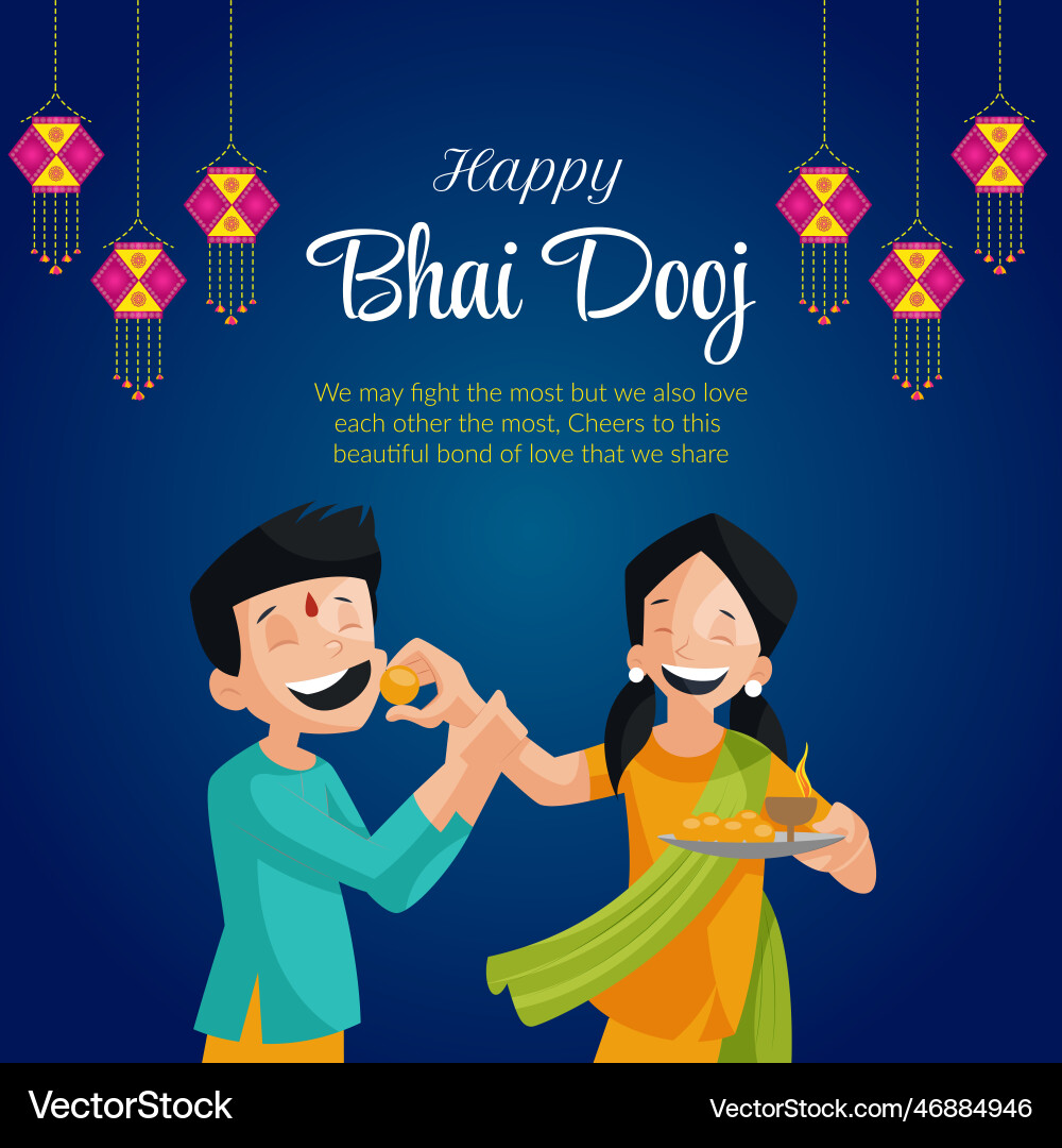 Happy bhai dooj banner design template Royalty Free Vector