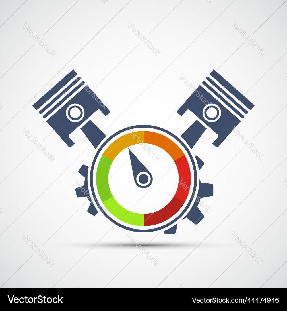 Icon engine with pistons arrow and scale Vector Image