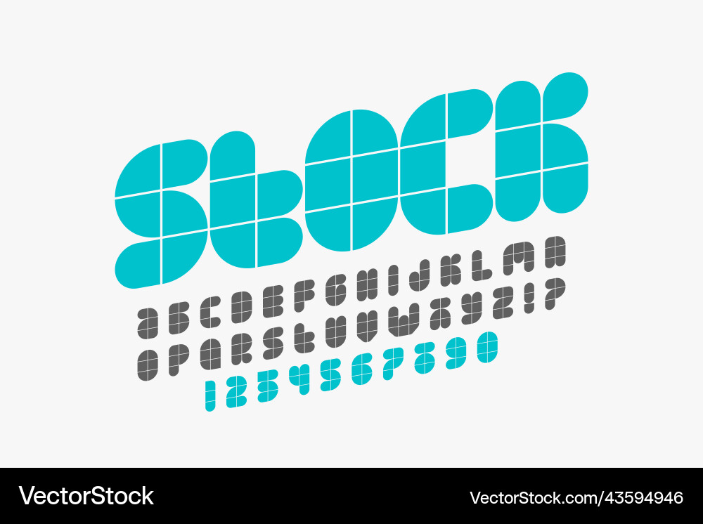 Modular style font alphabet Royalty Free Vector Image