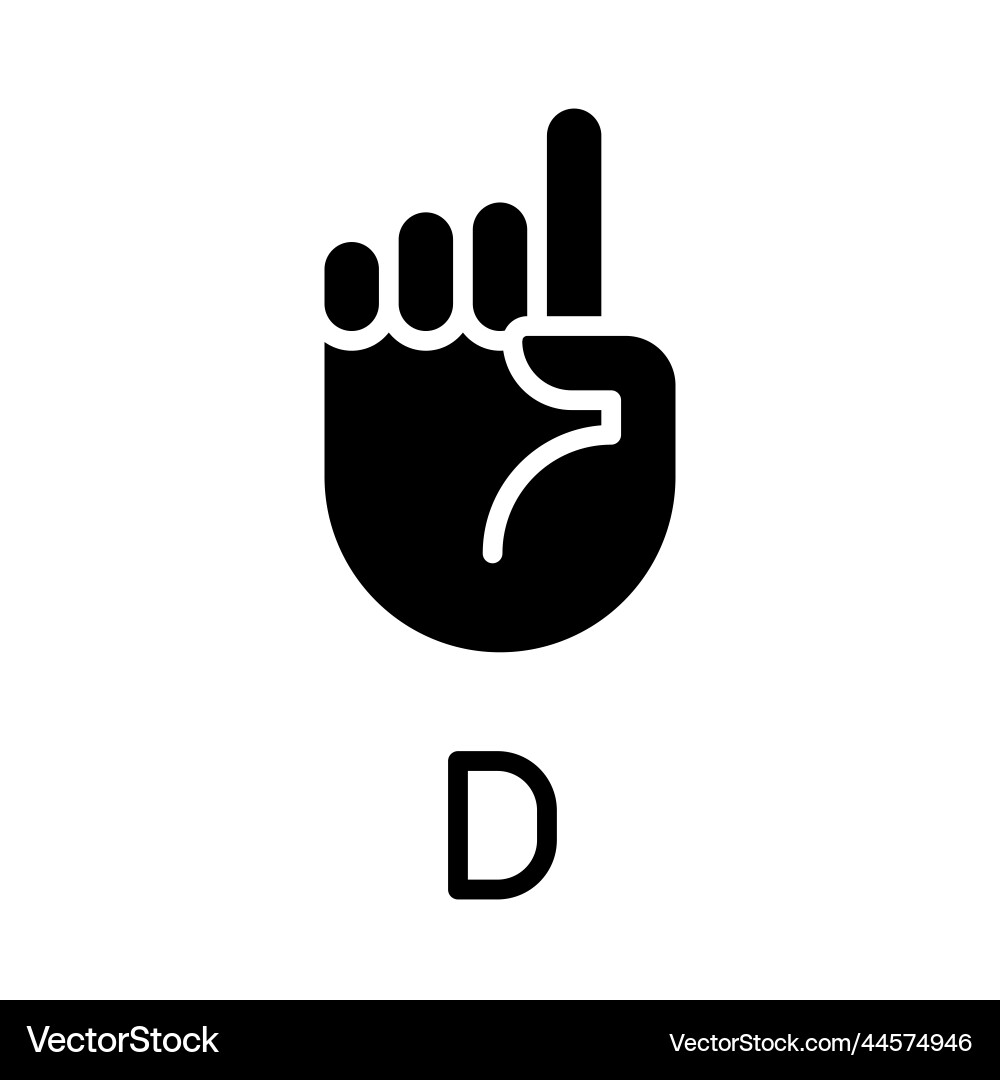 Signing letter d in asl black glyph icon Vector Image