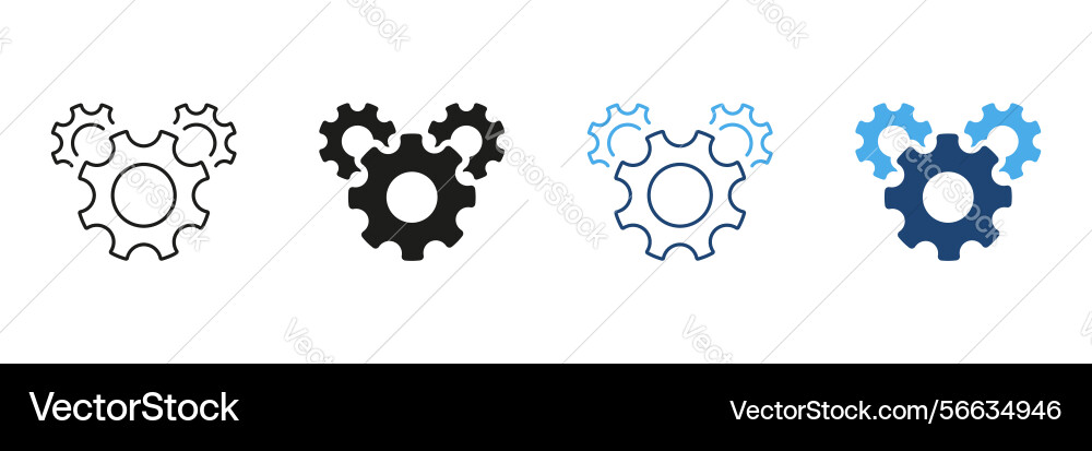 Three interlocking gears icon set mechanical Vector Image
