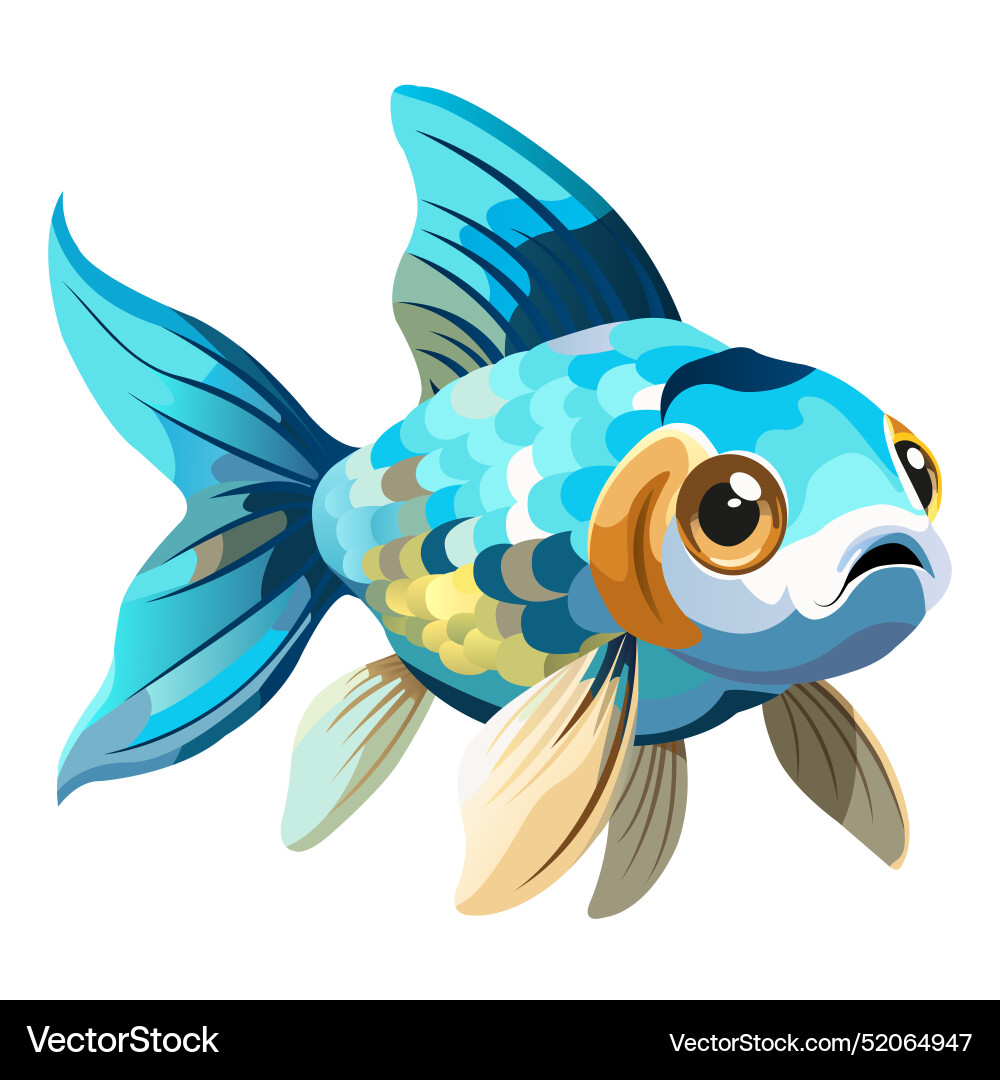 A single colorful blue fish highlighted on white Vector Image