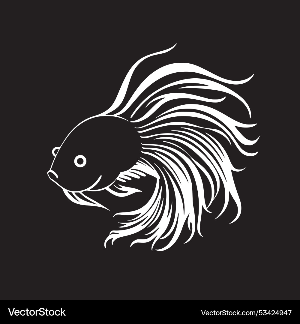 Betta fish - black and white isolated icon Vector Image