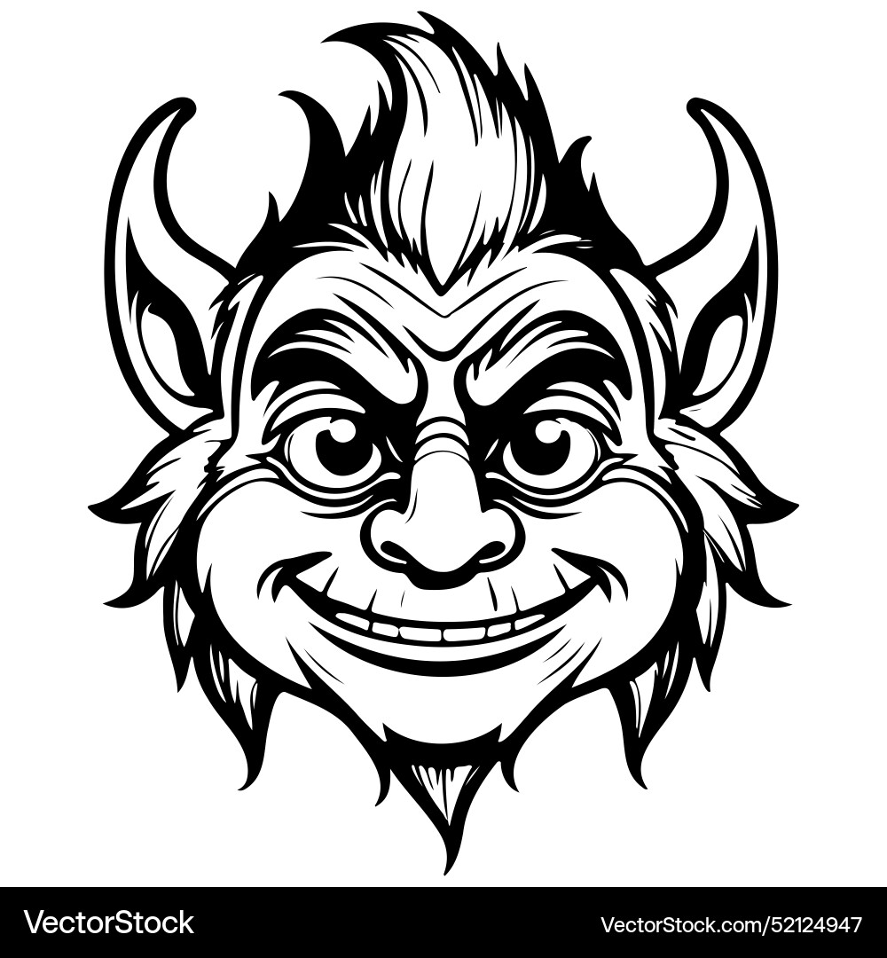 Cartoon troll face isolated hand drawn line Vector Image