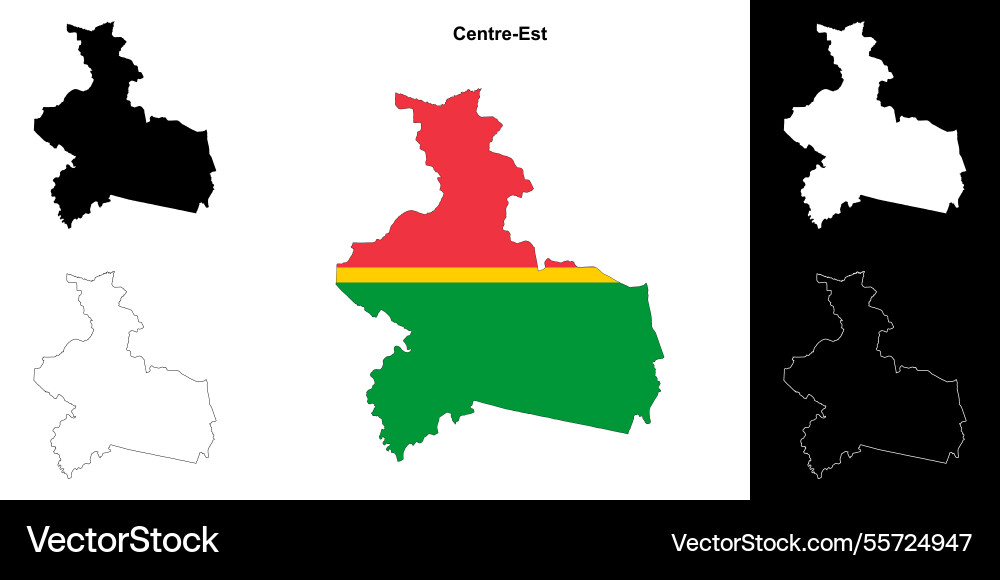 Centre-est outline map Royalty Free Vector Image