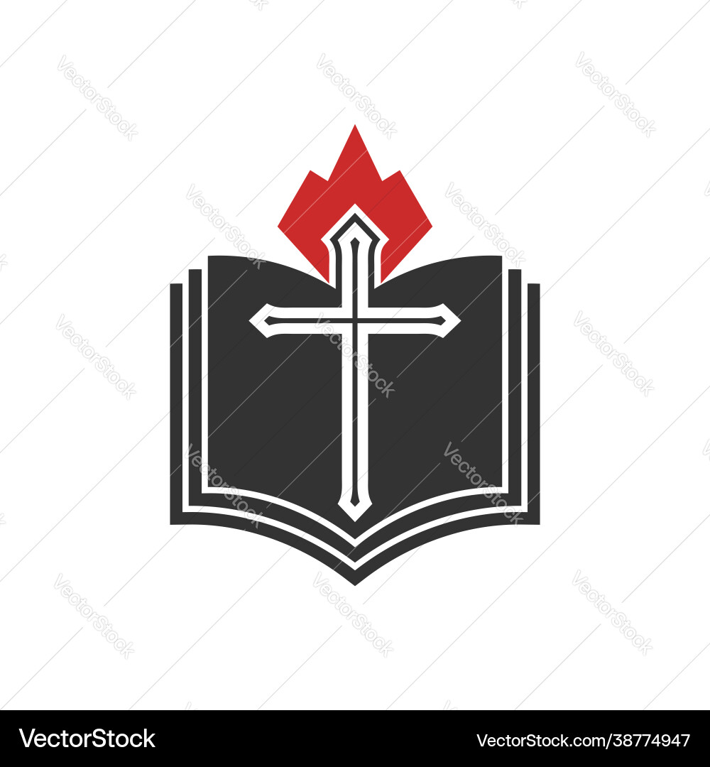 Cross lord jesus christ an open bible Royalty Free Vector