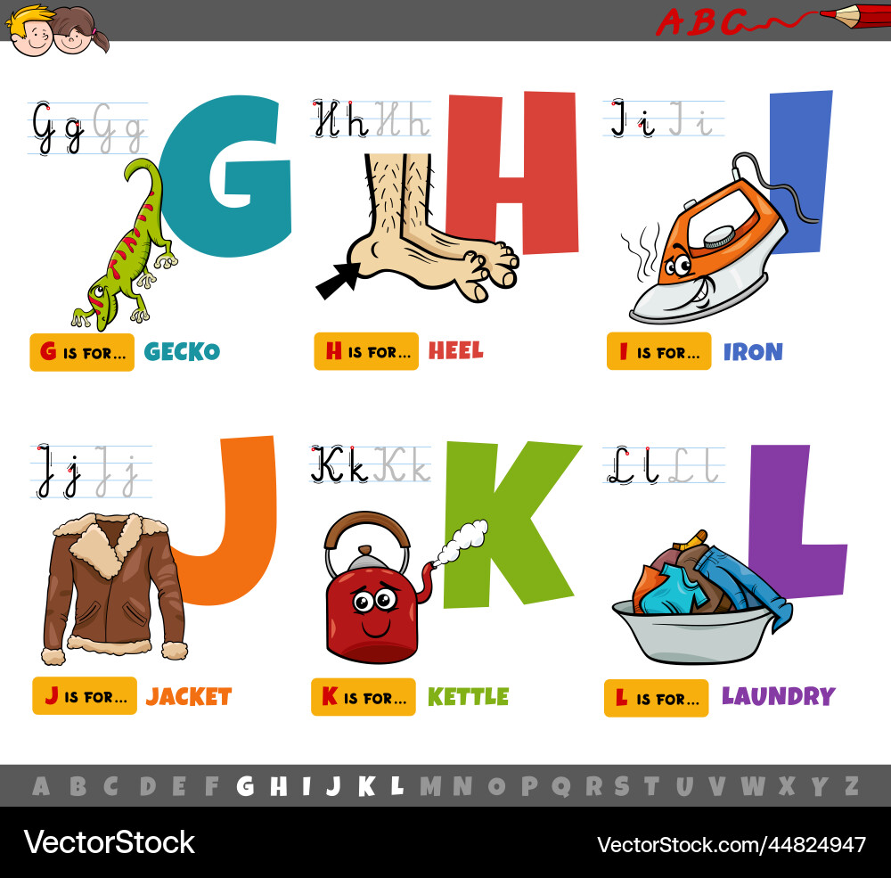 Educational cartoon alphabet letters for children Vector Image