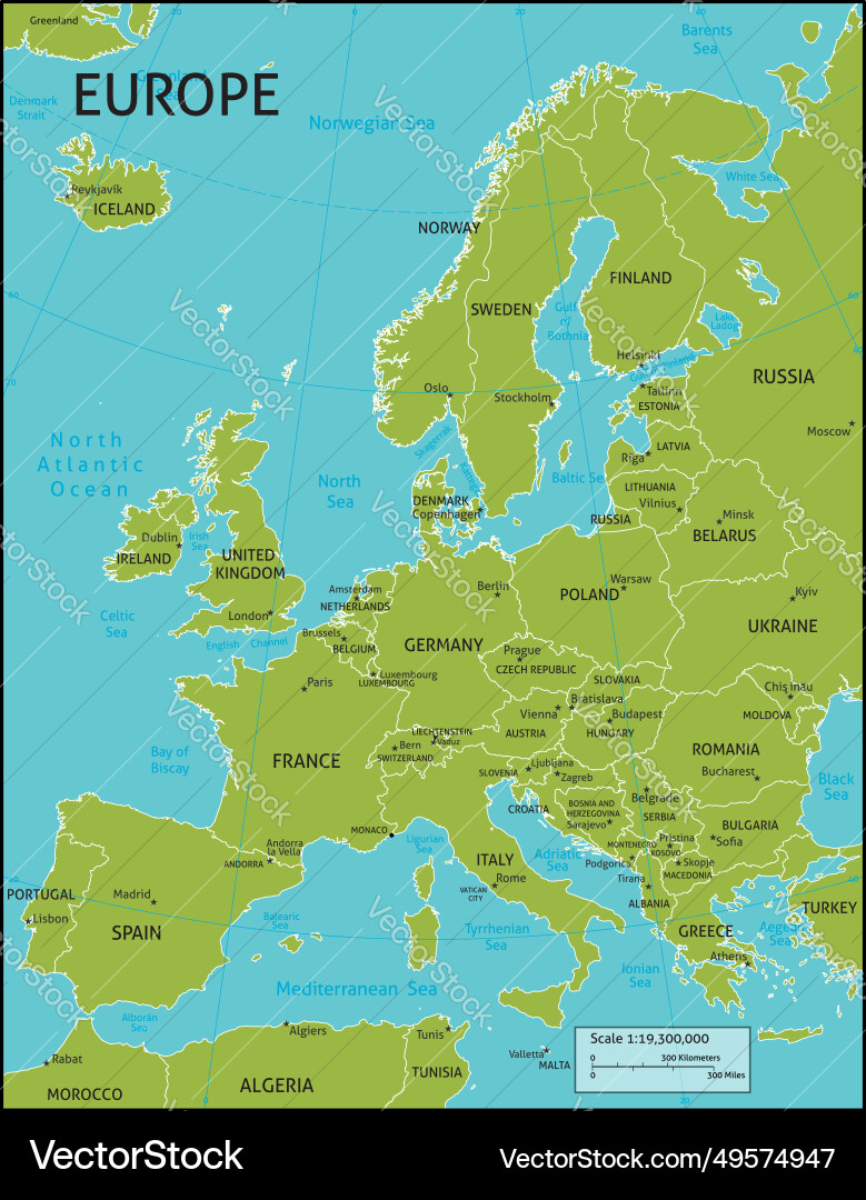 Map of europe Royalty Free Vector Image - VectorStock