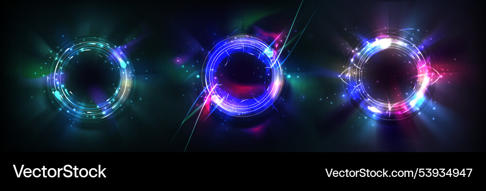 Neon halo light circle ring glow with blue flare Vector Image