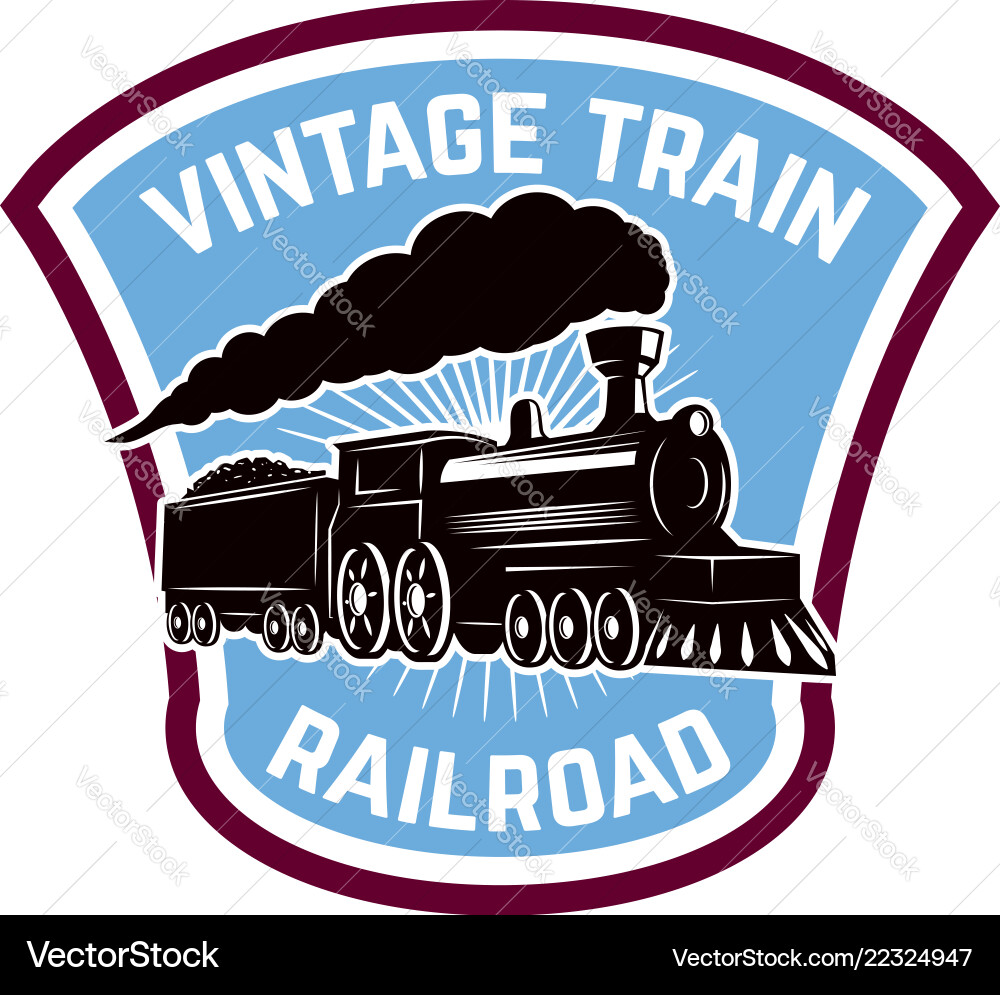 Vintage train emblem template with retro Vector Image