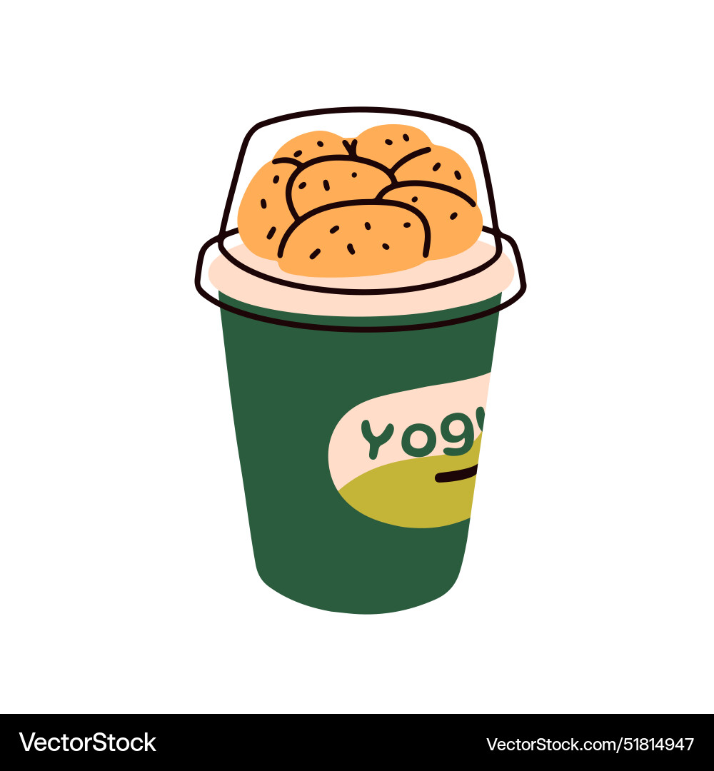 Yogurt with cereals in cap yoghurt flakes Vector Image