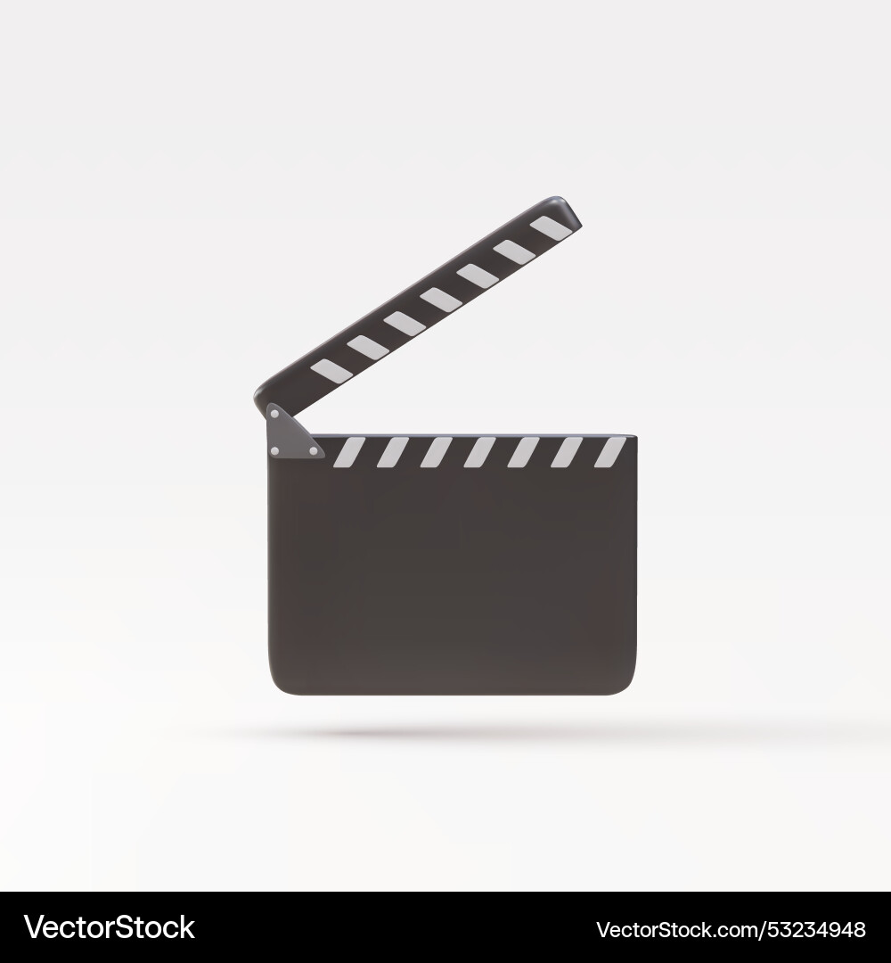 3d realistic cinema clapper board on a gray Vector Image