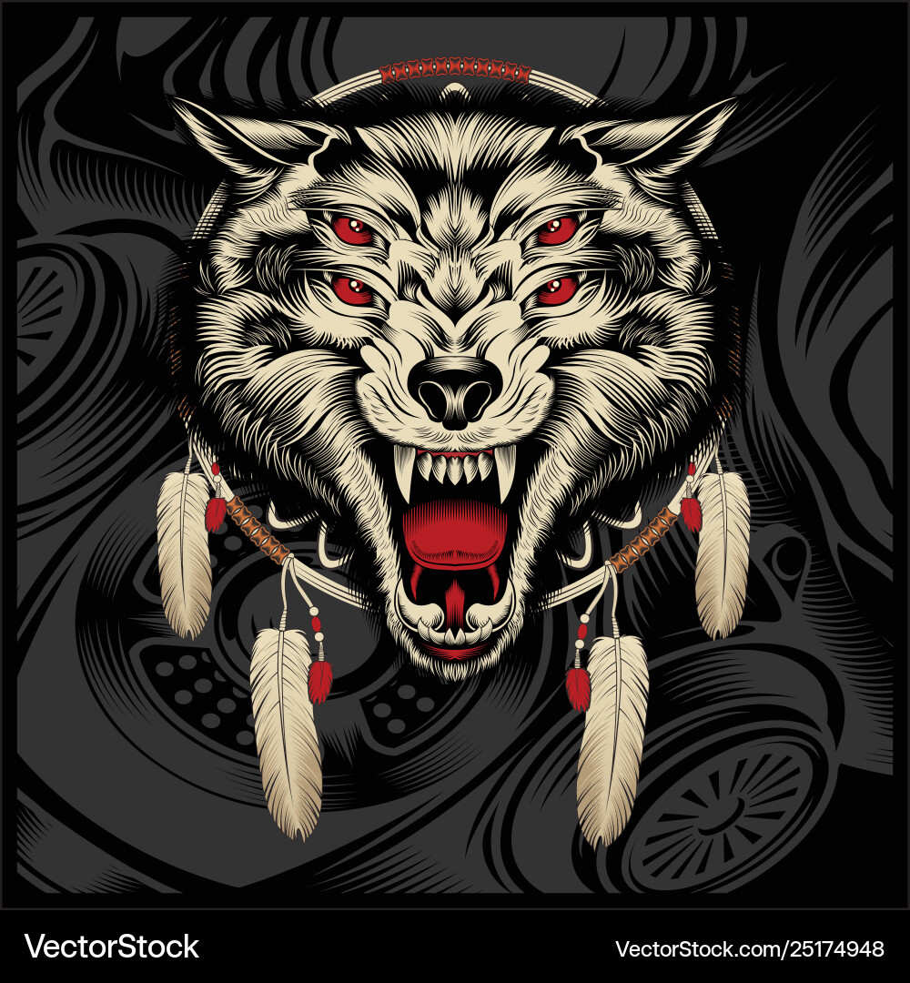 Aggressive Wolf Portrait Royalty Free Vector Image