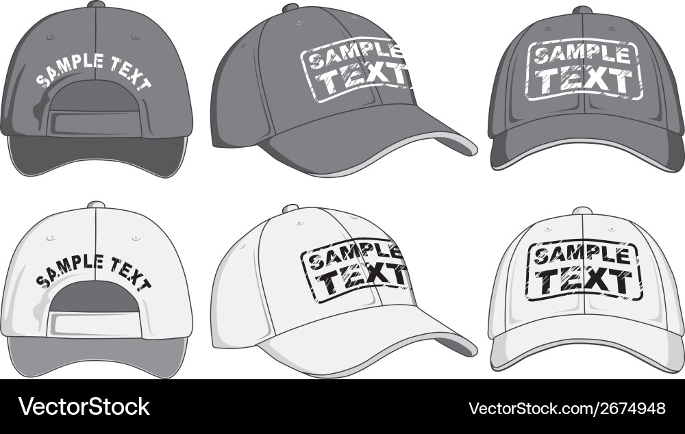 Baseball cap front back and side view Royalty Free Vector