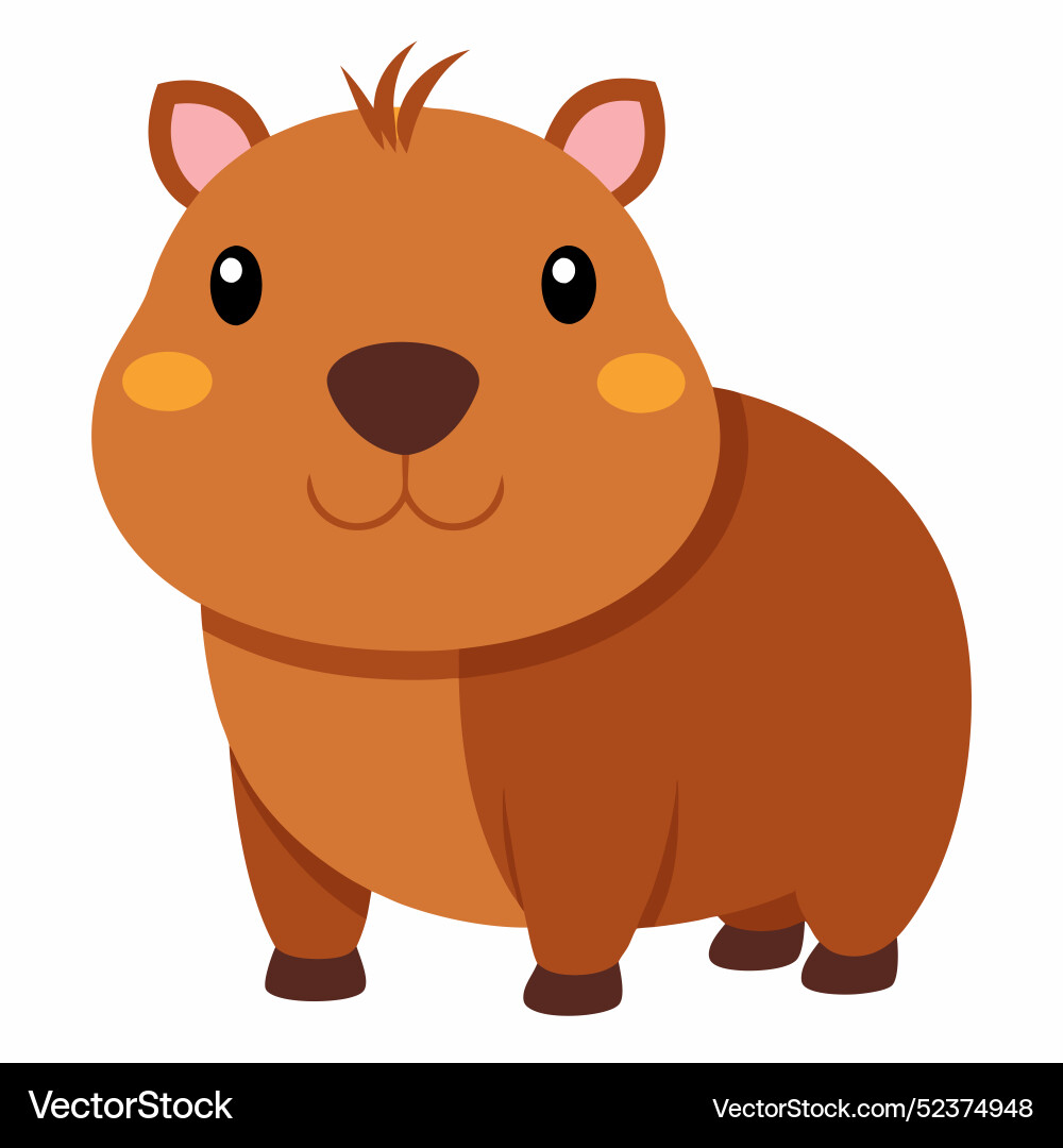 Capybara stands kawaii Royalty Free Vector Image