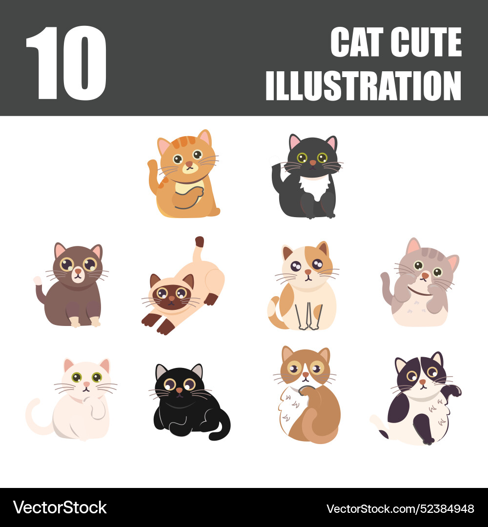 Cat cartoon animals set collactions Royalty Free Vector