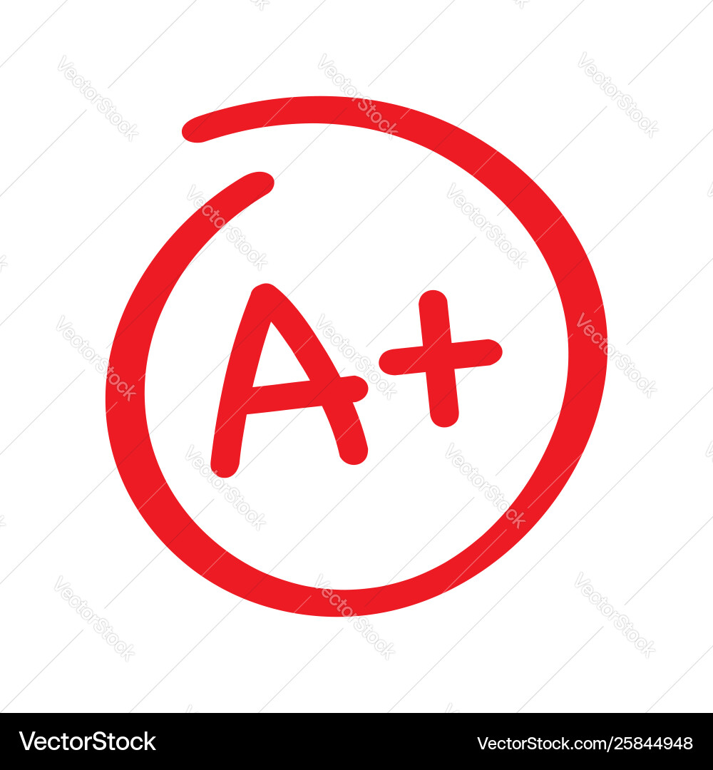 Grad resultieren eine plus Hand in rot gezogen Vektorbild