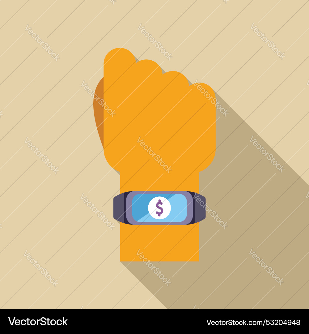 Hand wearing smartwatch showing dollar sign Vector Image