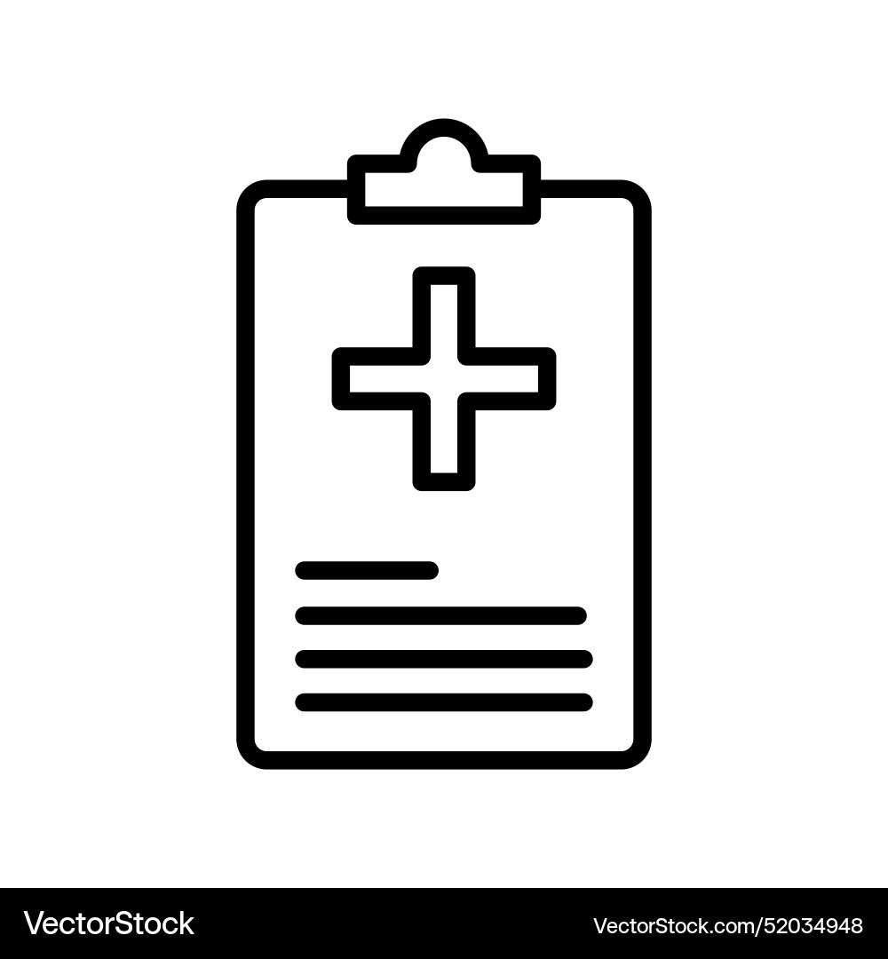 Medical clipboard form linear logo mark in black Vector Image