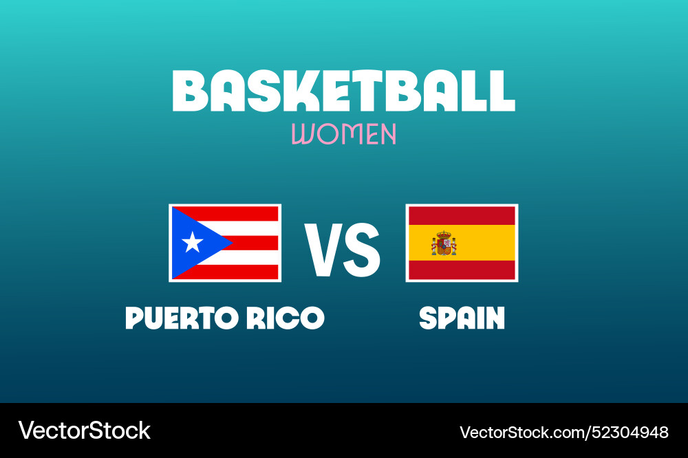 Puerto rico vs spain match basketball women games Vector Image