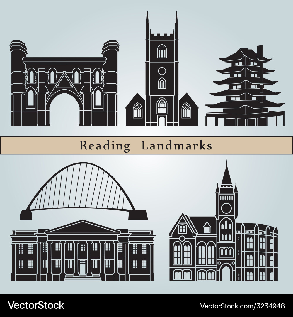 Reading landmarks and monuments Royalty Free Vector Image