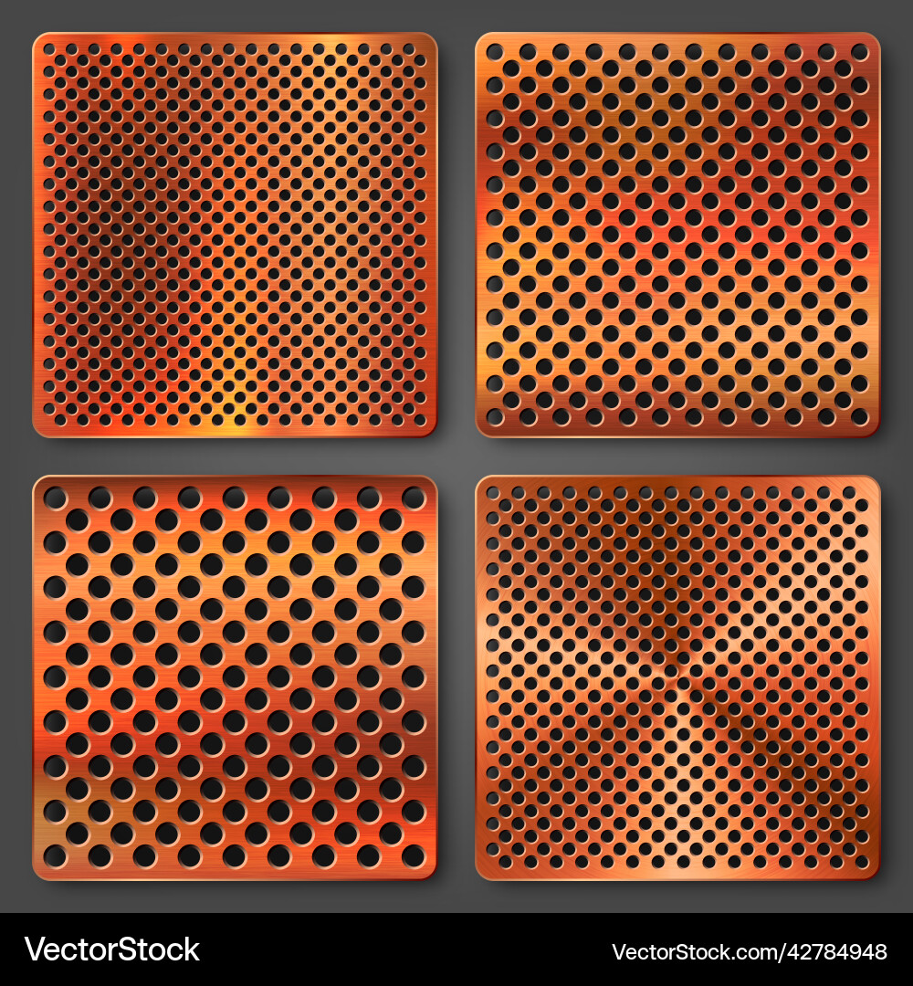 Realistic copper banners collection brushed Vector Image
