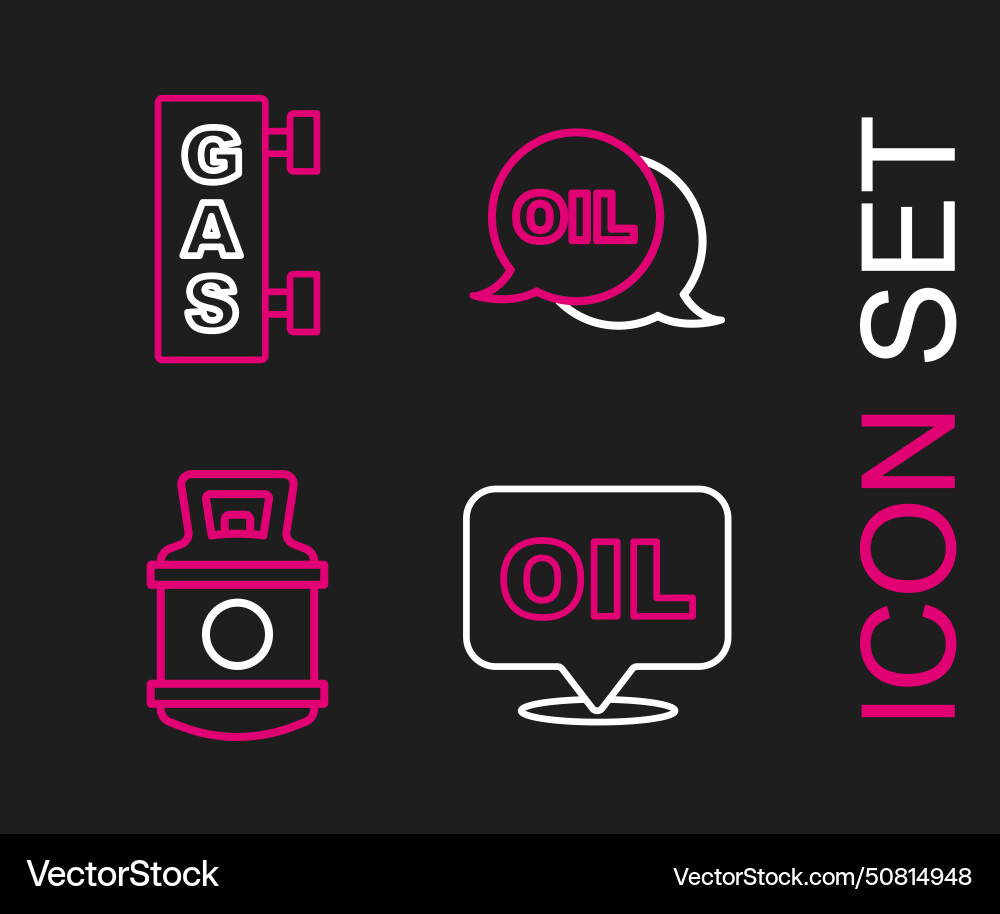 Set line word oil propane gas tank Royalty Free Vector Image