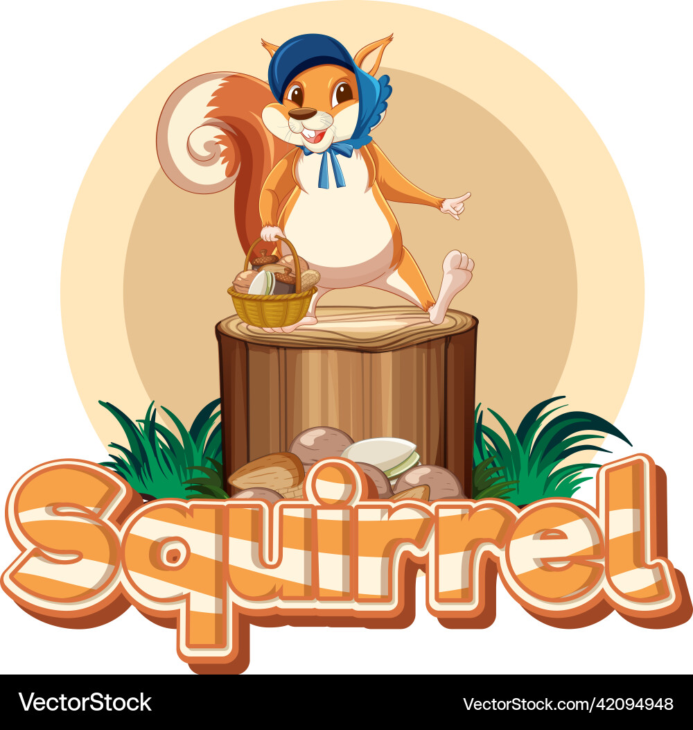 Sticker design for word squirrel Royalty Free Vector Image