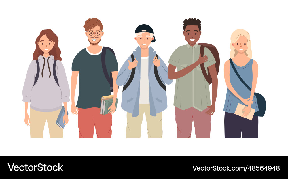 Student group standing together Royalty Free Vector Image
