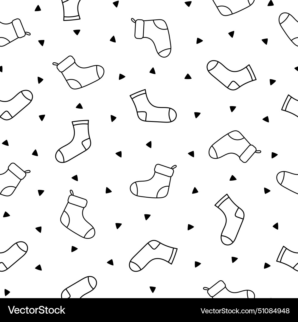 Variety socks seamless pattern coloring page Vector Image