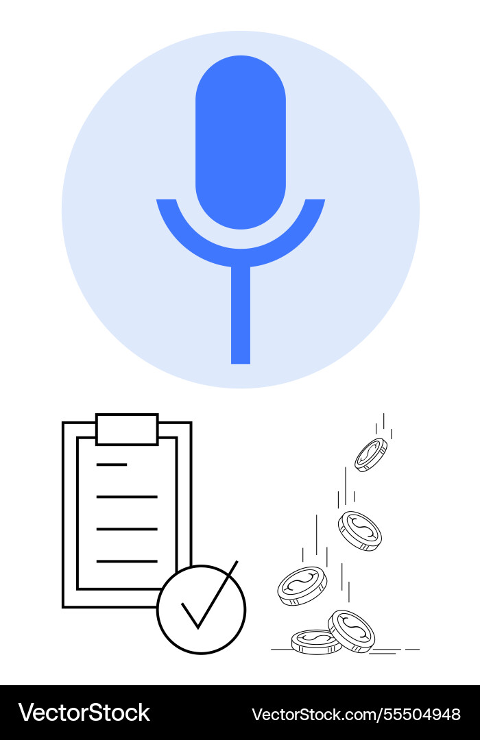 Voice recording task management and financial Vector Image