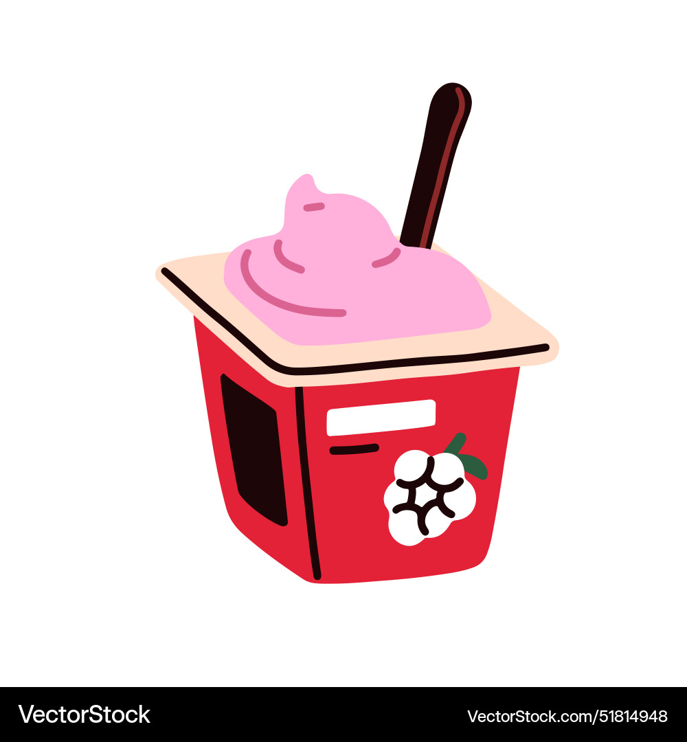 Yogurt cup open container dairy milk fruit food Vector Image