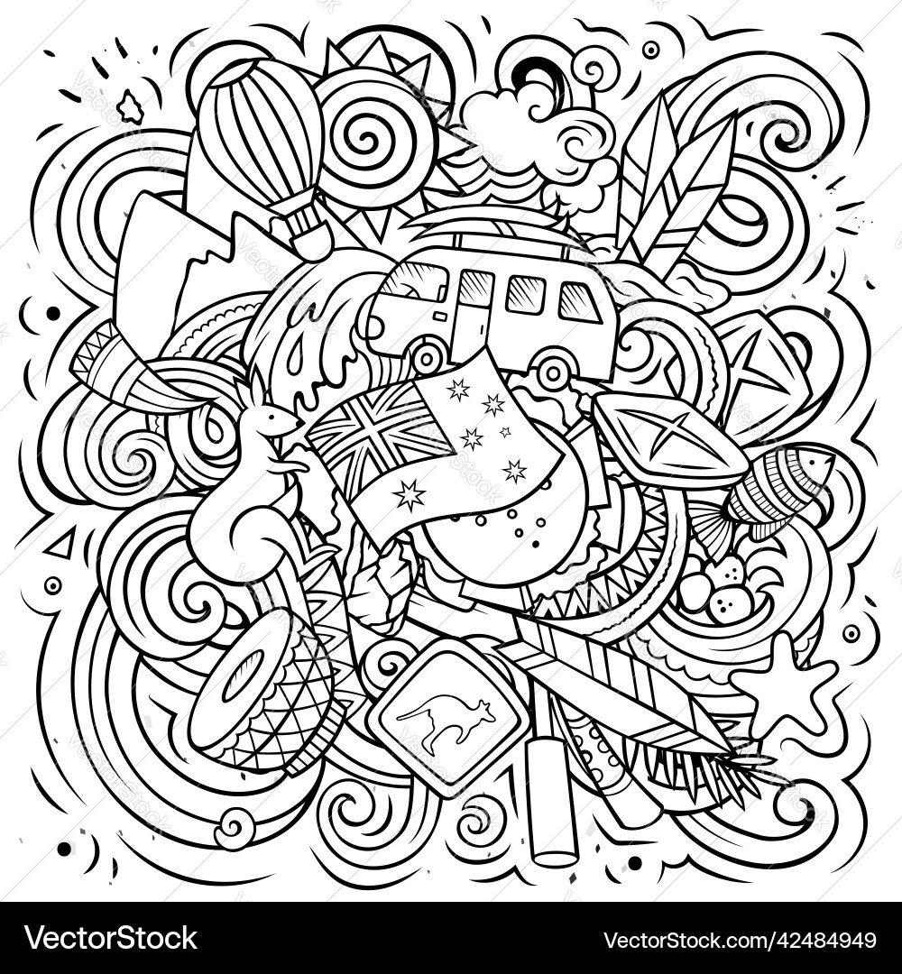 Australia cartoon doodle Royalty Free Vector Image