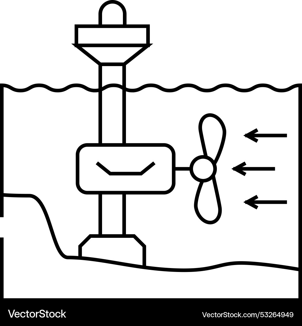 Stream energy tidal power line icon Royalty Free Vector